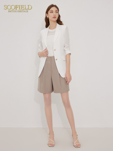 Scofield casual white suit jacket retro elegant waist-hugging ...