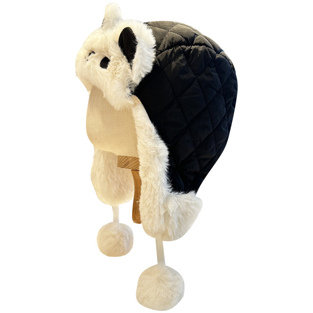 Stitched plush lob strap Lei Feng hat for women in autumn and winter ...