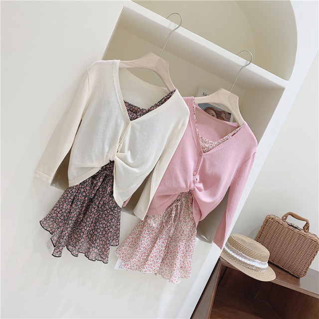 Children's clothing spring and summer girls' small floral drawstring ...