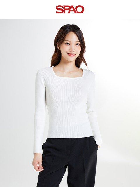 SPAO Korea's same style 2024 autumn and winter new women's slim and versatile bottoming shirt ...