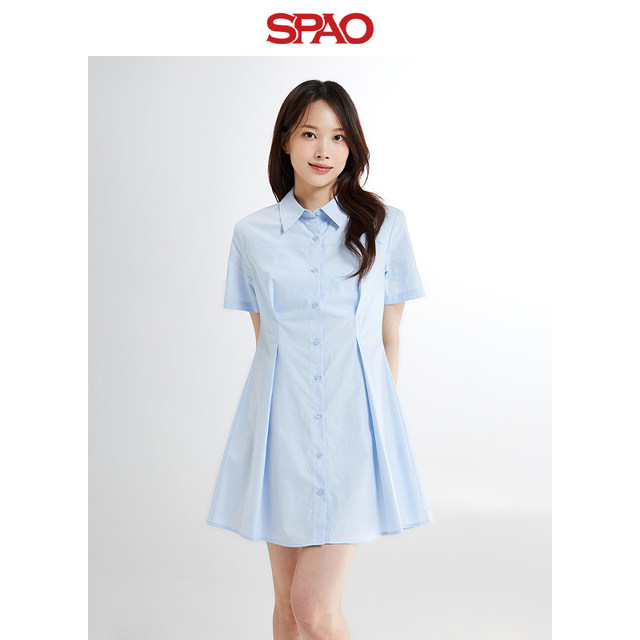 SPAO Korea's same style 2024 summer new women's fashion temperament lapel shirt dress SPOWE37W11