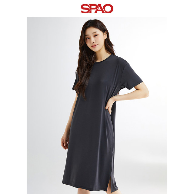 SPAO Korean Summer 2024 Summer New Women's Fashion Leisure Round Needlasses Short -sleeved Dress ...