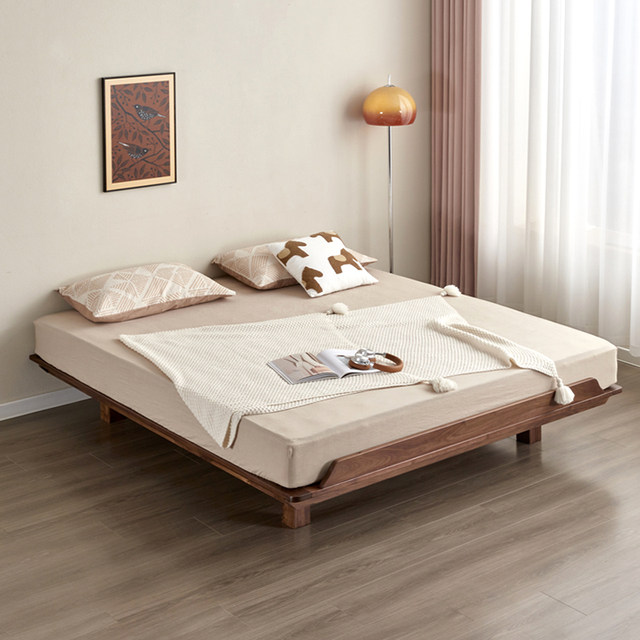 North American black walnut tatami bed shelf suspended bedside -headed ...