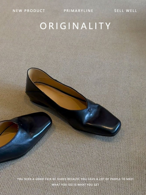 Sheepskin Version ~ Genuine Leather Flat Black Slip-On Shoes for Women ...