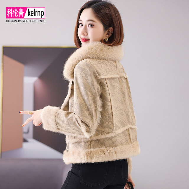 Rex rabbit real fur one-piece coat for women 2024 winter new style fox ...