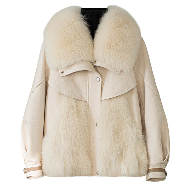 Imported fox wool leather grass coat female 2024 Dongmao collar ...