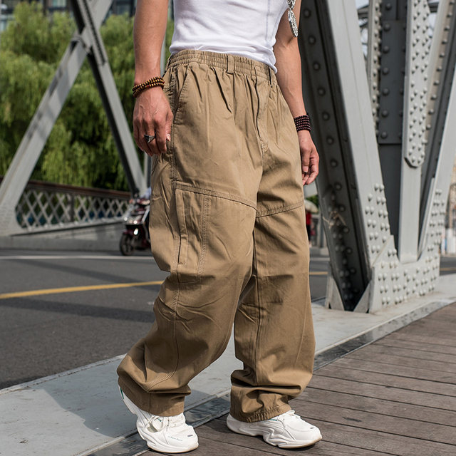 Large size straight pants for men, loose fat man pants with multiple ...