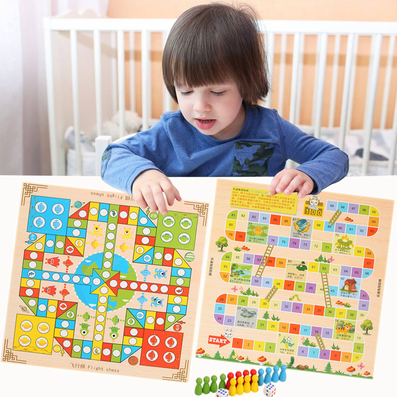 Flying Chess Adventure Game - Children's Wooden Multifunctional Board ...