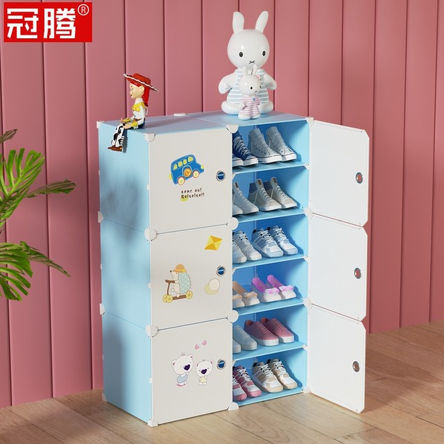 Small shoe rack door children's cartoon multi-layer corner narrow small ...