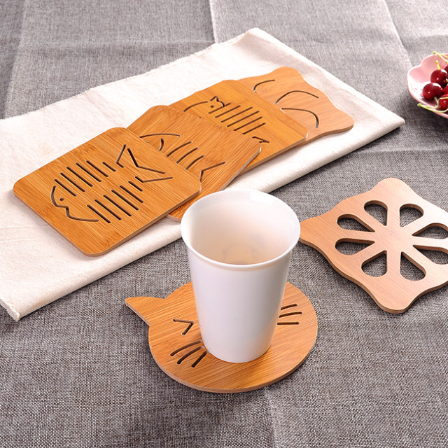 Wooden meal pad thermal insulation pads Creative dining table mat ...