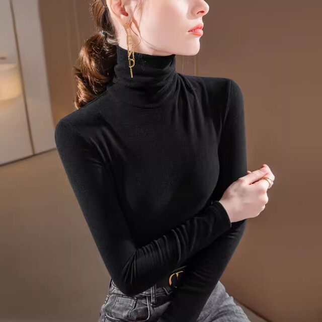 2024 new women's high -necked silk cashmere bottoming shirt female ...