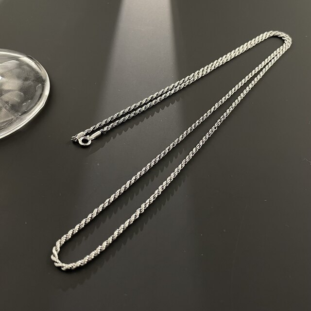 s925 sterling silver 2mm Italian imported twisted rope chain men's and women's retro aged single ...