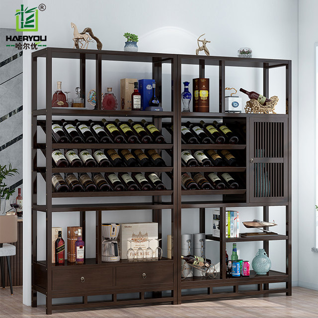 Wine cabinet standing rack Chinese modern minimalist side side wine ...