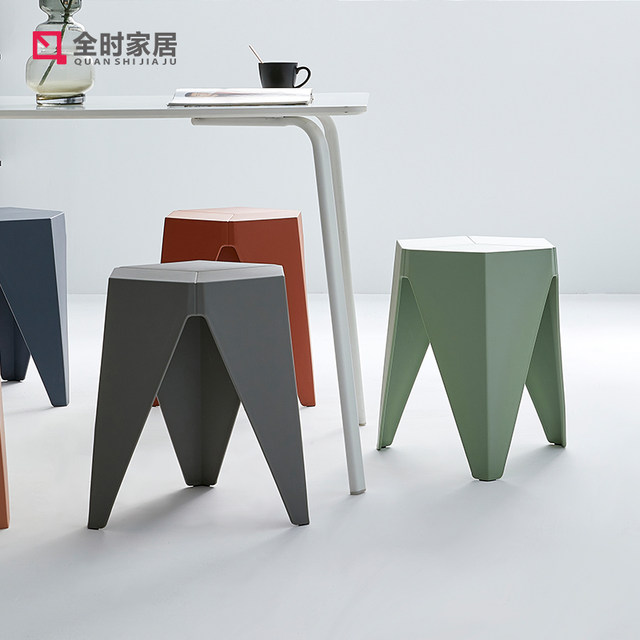 Simple plastic stool, household high stool, thickened living room ...