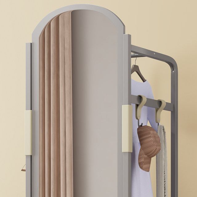 Rotating mirror and coat rack integrated home bedroom removable floor ...