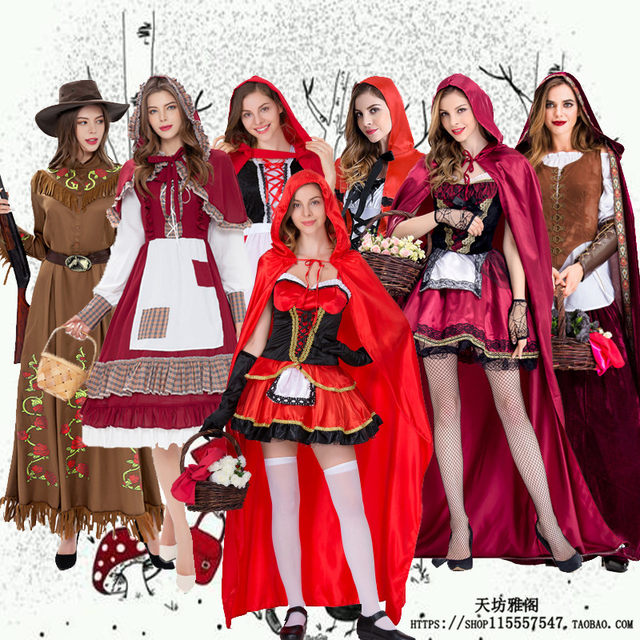 Halloween stage performance clothing Green Fairy Tale Little Red Hat ...