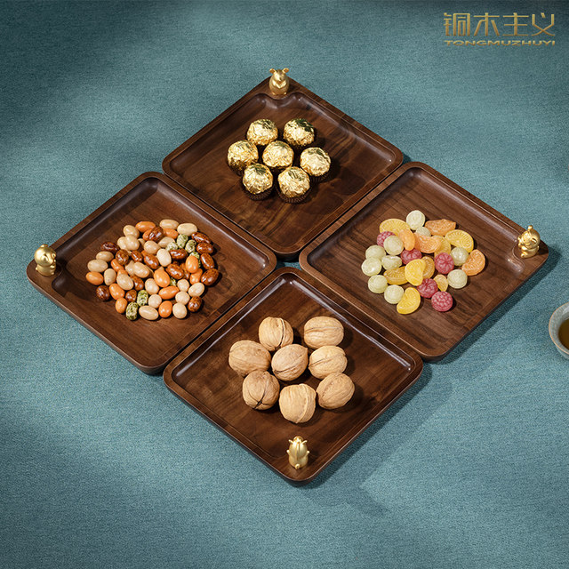 Copper-wood Twelve Zodiac Candy Plate North American Black Walnut Solid ...