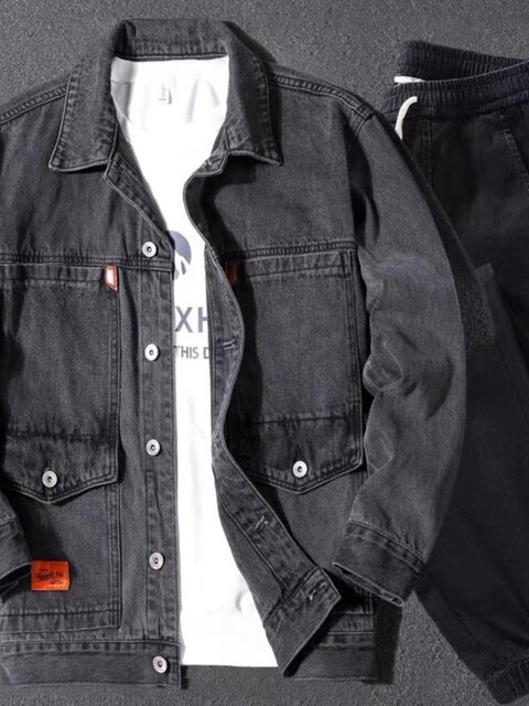 Working jacket denim work clothes suit men's autumn and winter electric ...