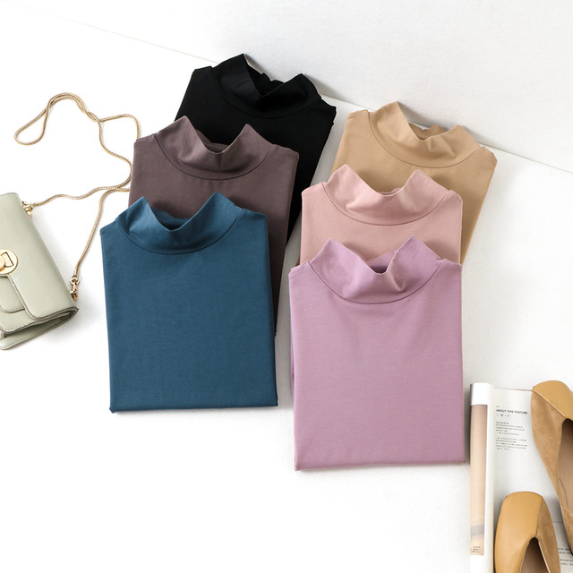 Half -high -necked bottom shirt female spring and autumn standing ...
