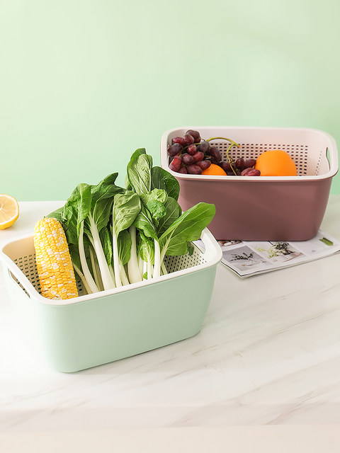 Double-layer wash basin drain basket new multi-functional living room and household kitchen ...