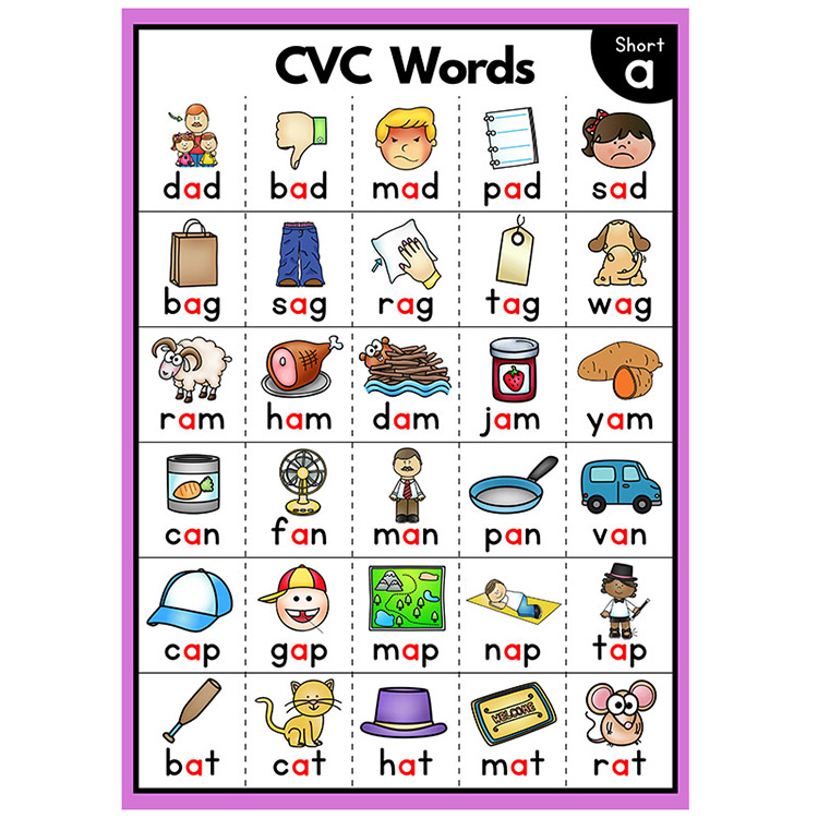 CVC Word Family Flash Cards - English Spelling for Kids