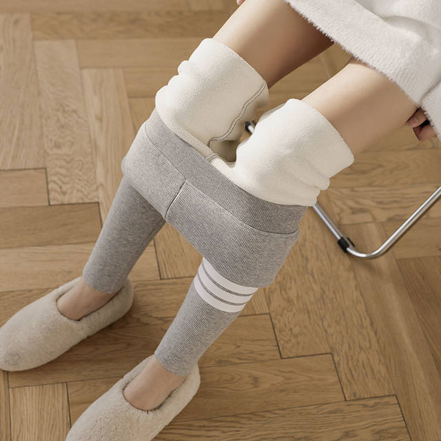 Autumn and winter thick lamb cashmere leggings female wears high waist ...