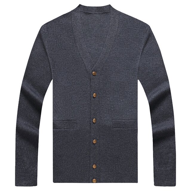 Wool cardigan men's spring and autumn solid color sweater for middle ...