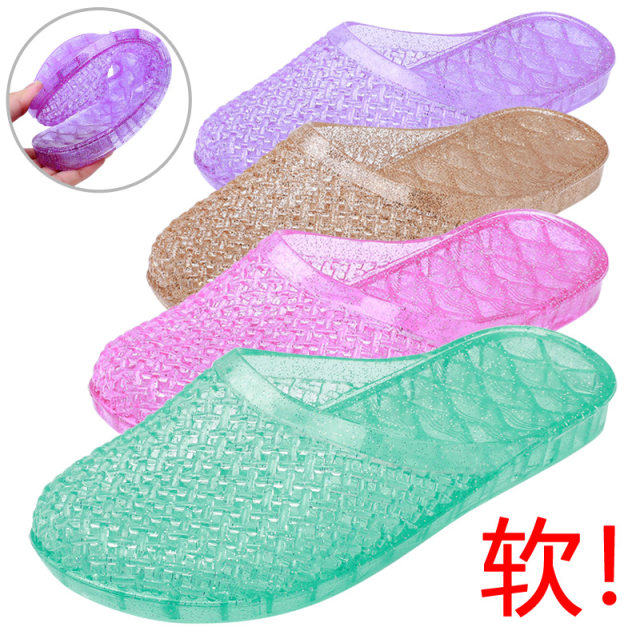 Transparent crystal jelly toe-cap slippers for women summer home indoor ...
