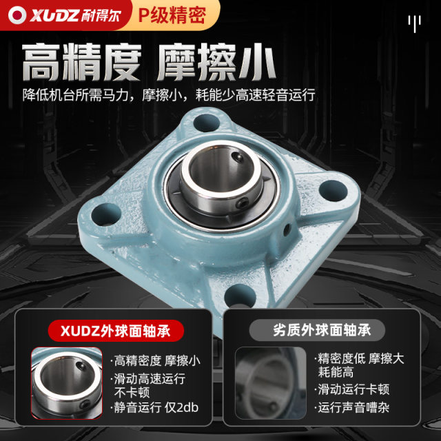 Imported outer spherical bearing square with seat UCF203204205UCF206207208209210