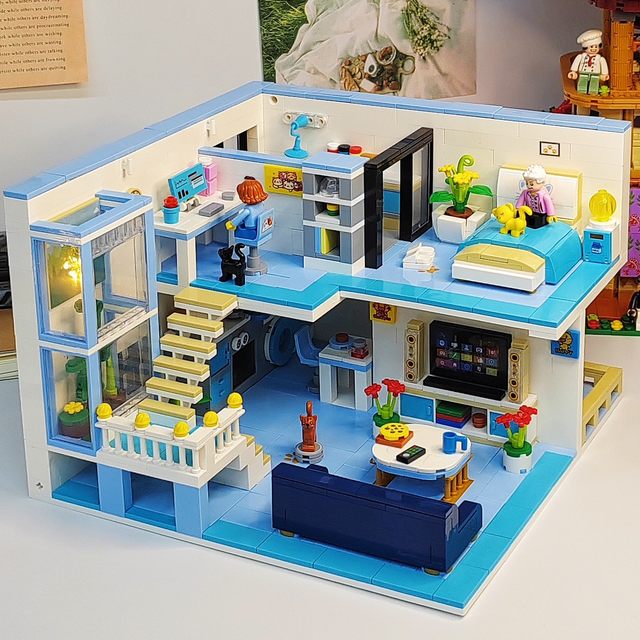 An apartment street view building block house diy villa garden model ...