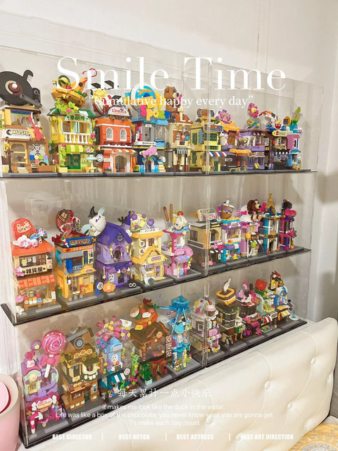 Miniso miniso colorful street view building block display box high ...