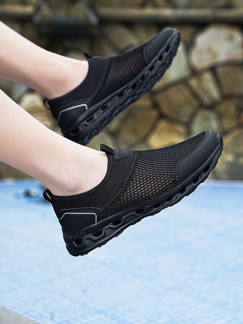 Summer mesh hollow couple shoes one-legged men's shoes breathable soft ...