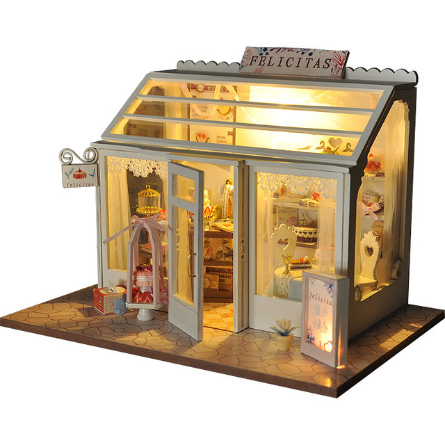 diy handmade cabin mini cake shop small house assembled miniature scene ...