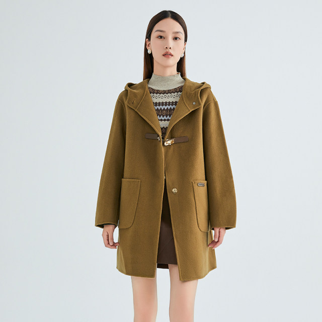 Lucidy Rusty Women's Mid-Length Double-sided Wool Coat 24 Winter Sheep ...