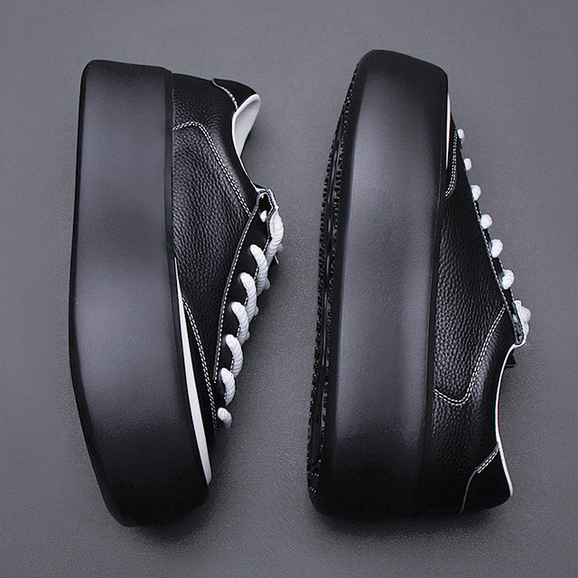 European station tide brand cowhide shoes men's niche design bread ...