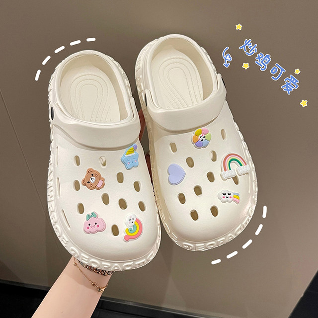 Croc Shoes Women's Summer Beach Non-Slip soft sole Baotou Soft-Soled ...