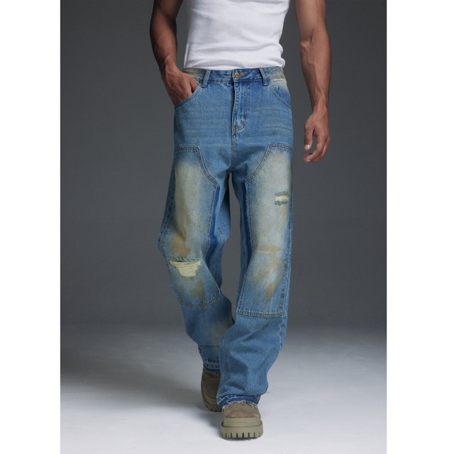 NOVACAM American retro washed, old, splashed, dirty, ruined straight ...