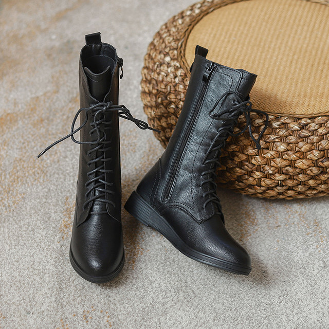 Genuine leather Yi Er Kang first layer cowhide Martin boots women's ...