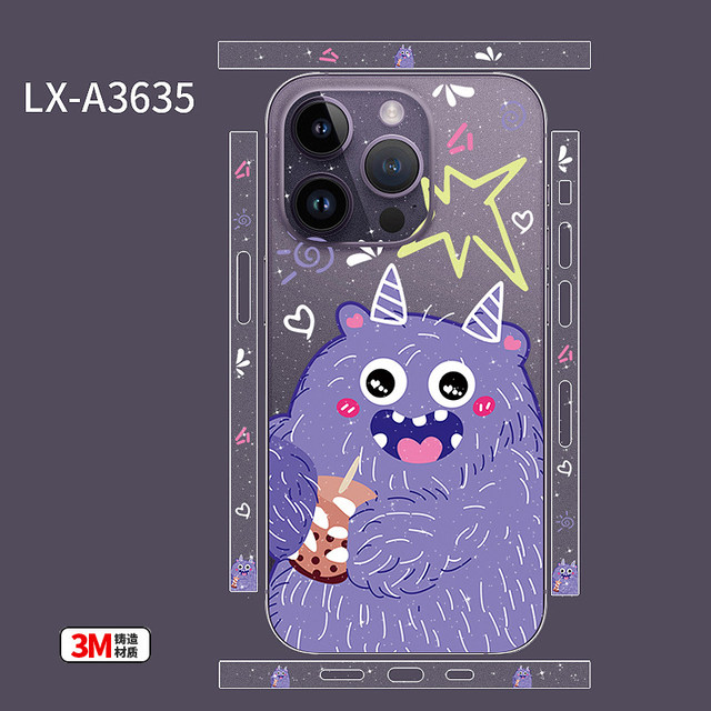 Suitable for Apple 16 mobile phone back film 14promax glitter cartoon ...