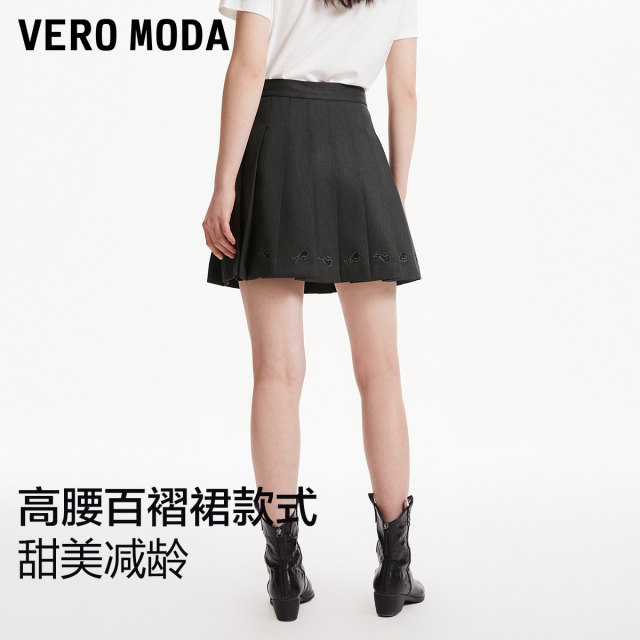 Veromoda Ole Half Skirt 2024 Spring and Autumn New Sweet Age Academy Wind high waist pleated skirt