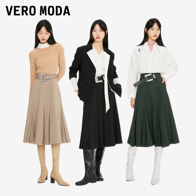 VEROMODA Ora skirt in autumn and winter clearance, high -waisted pleated commute, elegant ...