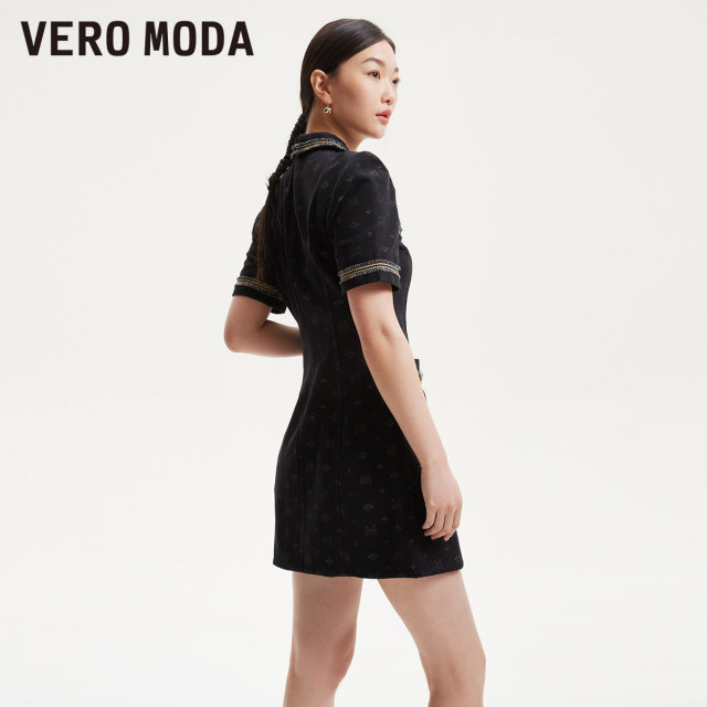 VeroModa Outlet Dress 2024 Spring and Autumn New Denim Print Temperament Small Fragrance Short ...