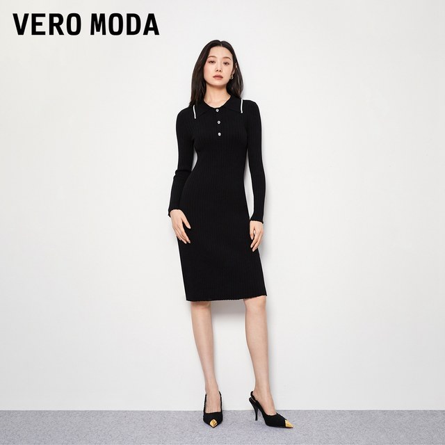 VeroModa Ole Dress Autumn and Winter New Elegant Temperament Slim Polo Collar Knitted Skirt ...
