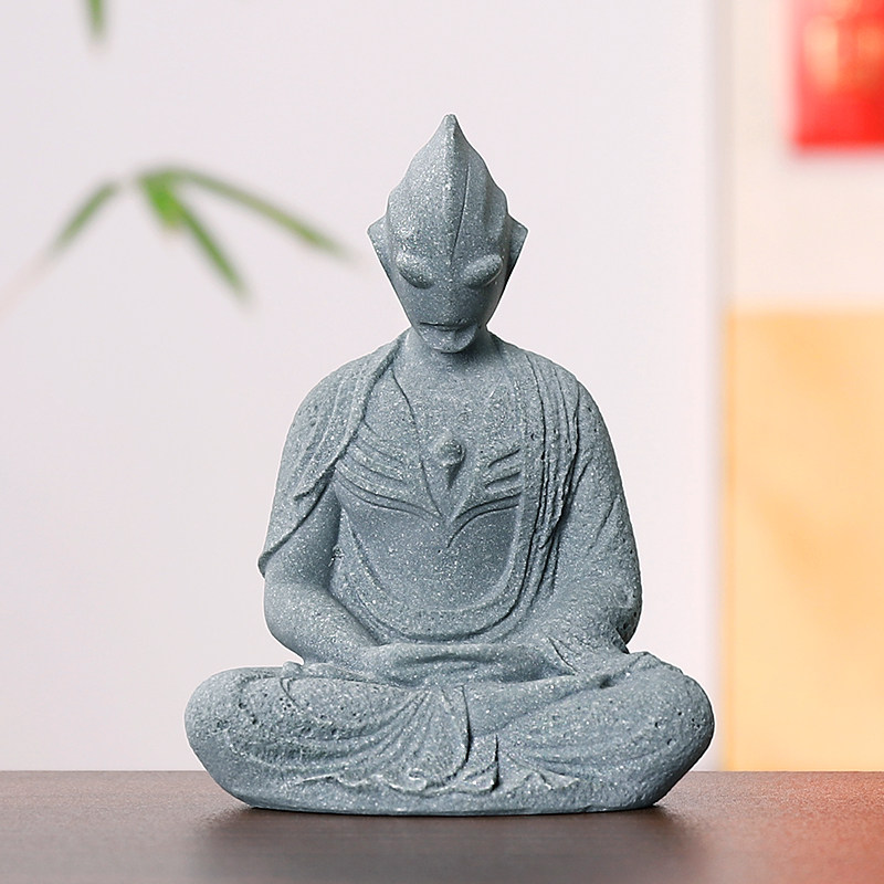 Junyue Kiln Ceramic Ultraman Ornament - Stone Carving Style for Living ...