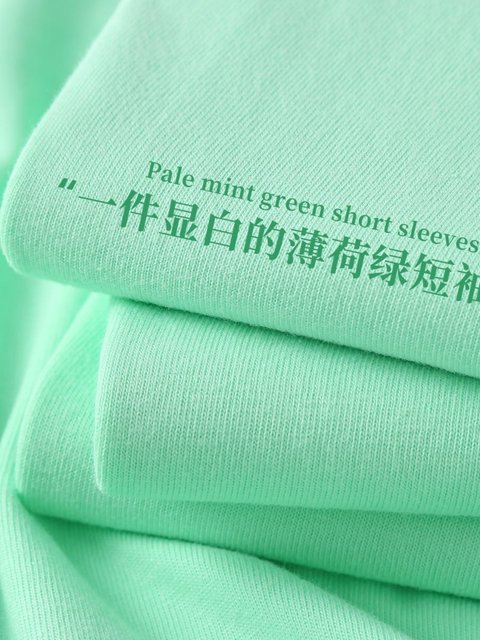 Mint green pure cotton white short-sleeved T-shirt 2025 summer new mid ...