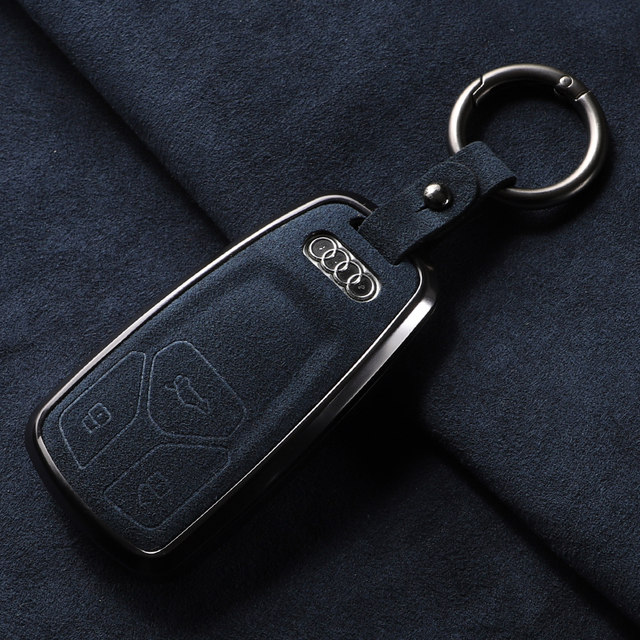 Suitable for new Audi A4L key cover Q5L buckle A5S4S5Q7 car suede leather bag metal case