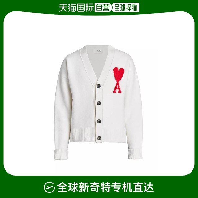 AMI Paris Heart-shaped monogrammed wool cardigan men's sweater classic ...