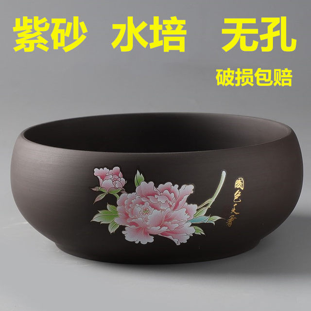 Non-porous purple sand hydroponic flower pot creative copper money ...