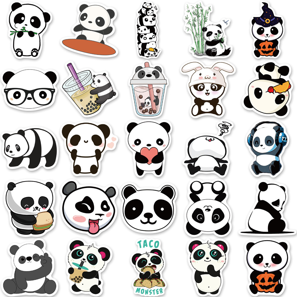 50 cute panda children reward emoji stickers | Pick up music