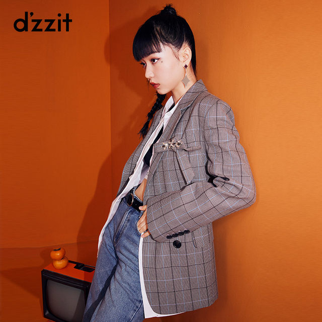 dzzit Disu Ole spring and autumn retro plaid woven suit jacket suit for ...